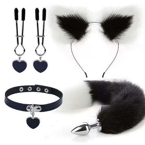 Plug Anal Iniciante Rabo Raposa Tiara Grampo Excita Estimula