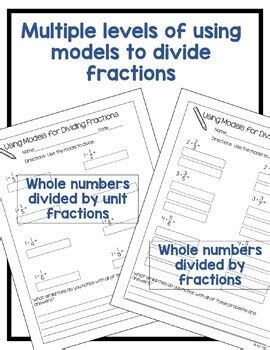 Dividing Fractions Using Models Lesson Activity Worksheets TPT