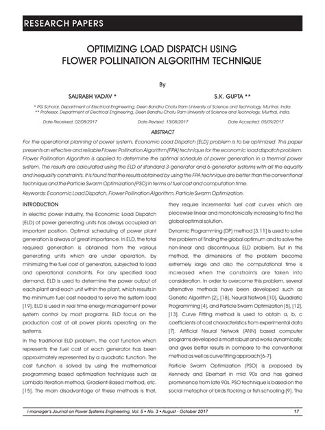 pdf optimizing load dispatch using flower pollination algorithm technique