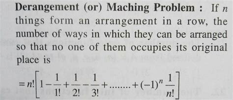 what is formula for derangement edurev class 12 question