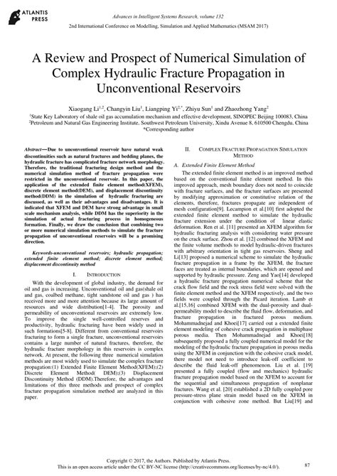 pdf a review and prospect of numerical simulation of complex hydraulic fracture propagation in