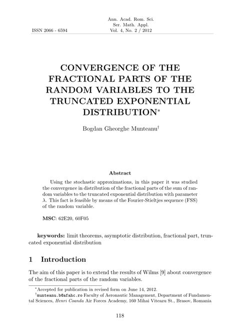 pdf convergence of the fractional parts of the random variables to the truncated exponential