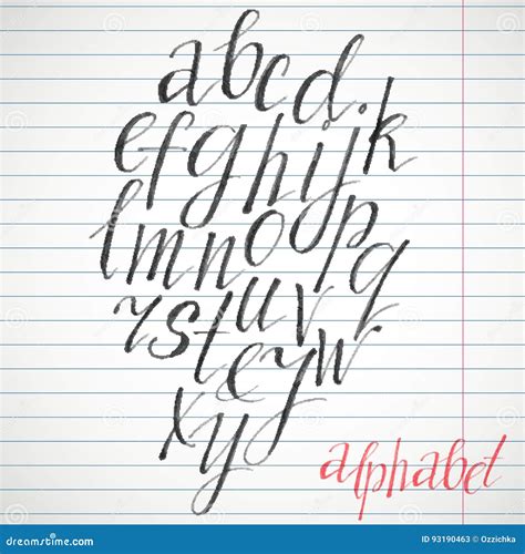 Fuente Caligráfica Alfabeto Manuscrito En Estilo Del Cepillo Escritura