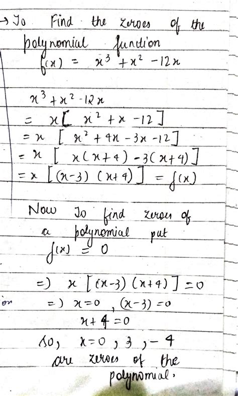 [solved] find the zeros of the polynomial function f x x 3 x 2 12x course hero