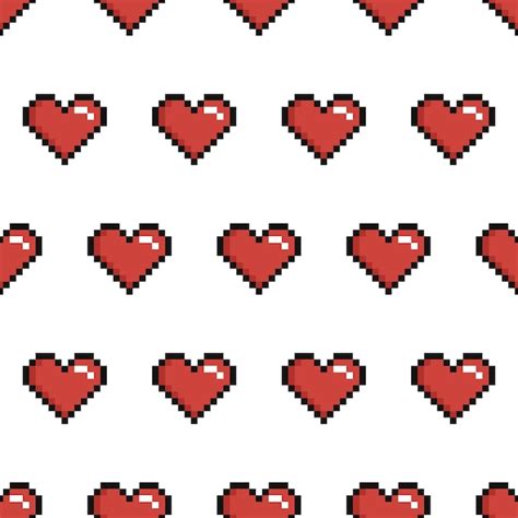 Modèle Sans Couture Pixel Art Avec Des Coeurs Rouges Sur Fond Blanc