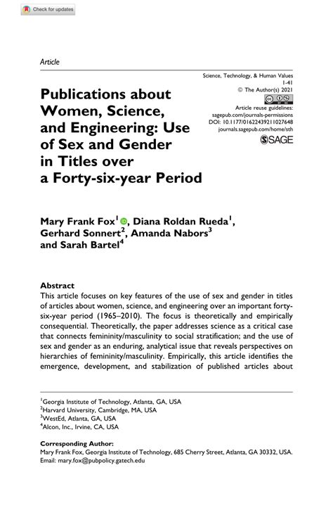 pdf publications about women science and engineering use of sex and gender in titles over a