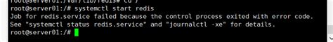 linux 安装redis job for rvice failed because the control process exited with error code