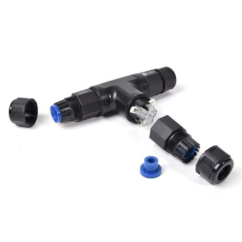 Lot de 5 Connecteurs étanches en T IP68 borne auto noir 3 fils Ø0 75