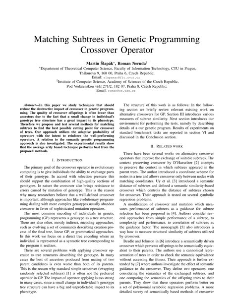 pdf matching subtrees in genetic programming crossover operator