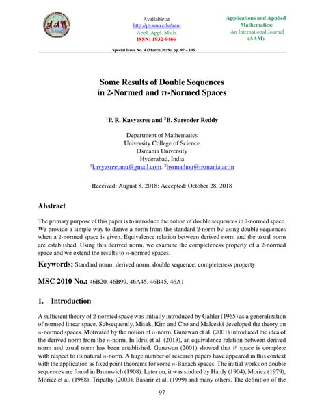 pdf some results of double sequences in 2 normed and n normed spaces