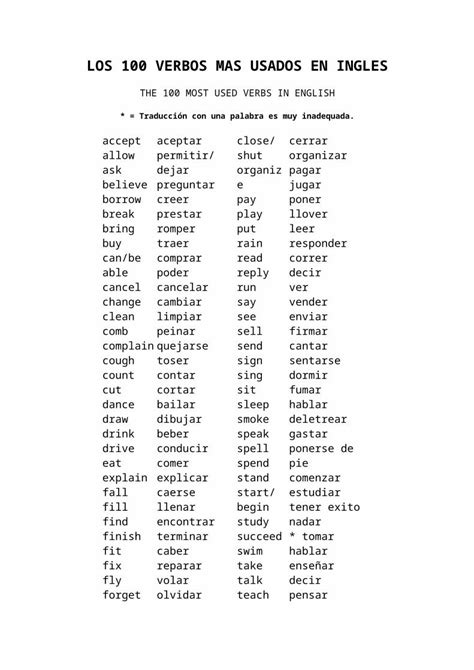 DOC Los 100 Verbos Mas Usados En Ingles DOKUMEN TIPS
