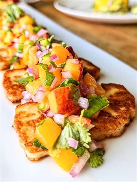 Easy Grilled Halloumi With Peach Salsa Spicy Gelato Kitchen