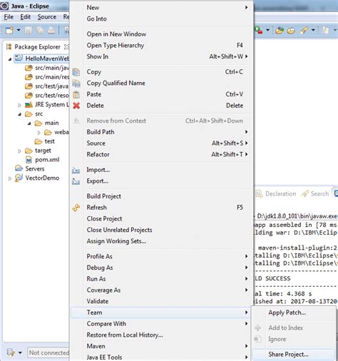 devops에서 eclipse와 함께 java 프로젝트 용 microsoft tfs를 사용하는 방법 다른