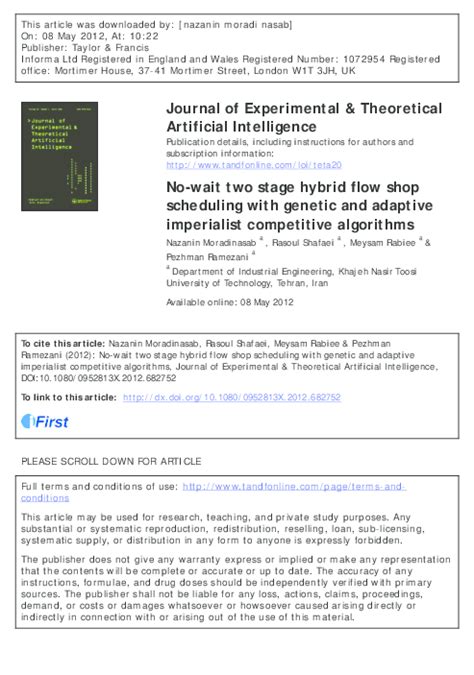 pdf no wait two stage hybrid flow shop scheduling with genetic and adaptive imperialist
