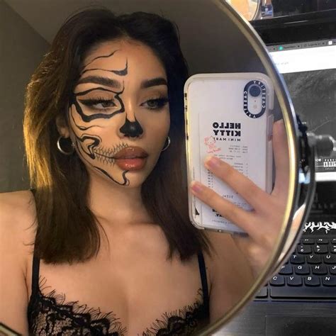 Cute Simple Skull Makeup Halloween Look Make Up Ojos Maquillaje De