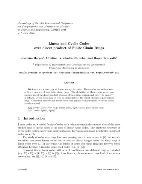 pdf linear and cyclic codes over direct product of finite chain rings