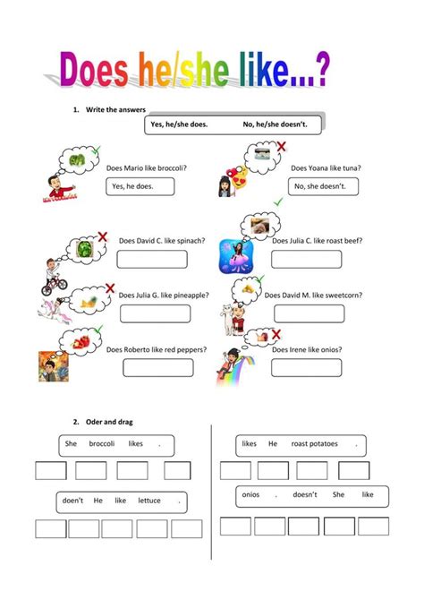 Does He She Like Interactive Worksheet Worksheets Helping Verbs