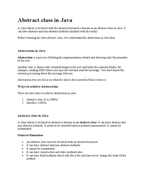 abstract class in java pdf class computer programming method computer programming