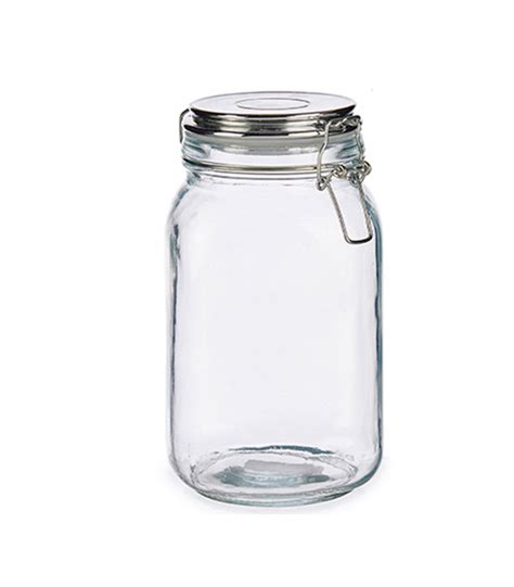 Bocal Cuisine Hermétique en Verre Couvercle Clip Métal Chromé 1 5L