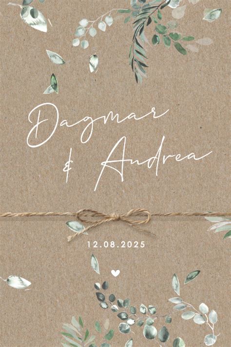 Harmonische Kraftlook Hochzeitskarte Mit Aquarell Blumen