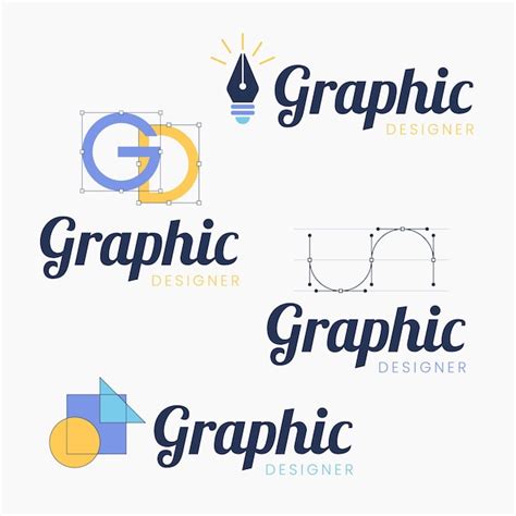 Coleção de logotipo de designer gráfico de design plano Vetor Premium