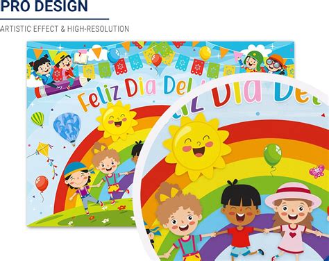 Allenjoy Telón de fondo colorido de Feliz Dia Del Niño de 72 x 48