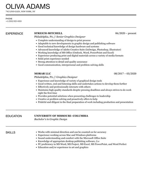 Graphics Designer Resume Samples Velvet Jobs