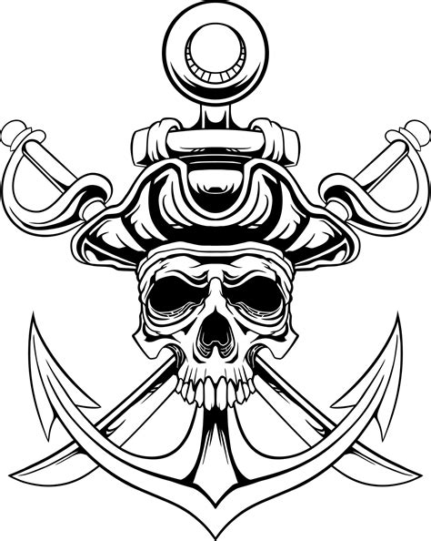 Line Art Of Pirate Skull Head Vector Art At Vecteezy