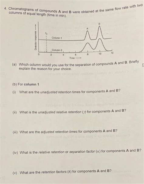 Solved 4 Chromatograms Of Compounds A And B Were Obtained Chegg
