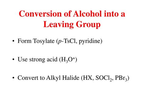 PPT Conversion Of Alcohols Into Alkyl Halides PowerPoint Presentation
