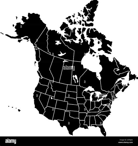 Black Colored North America Outline Map Political North American Map