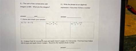 solved 5 the sum of two consecutive odd integers is 680