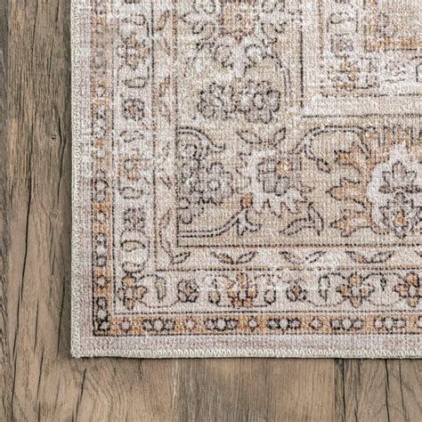 Rain Haven Meena Fading Garden Washable Beige Rug Neutral Area Rugs