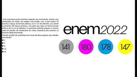 ENEM 2022 Uma Cozinheira Produz Docinhos Especiais Por Encomenda