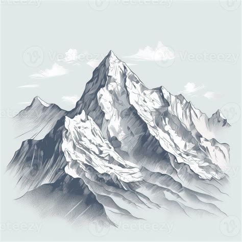 Mountains Pencil Drawing Simple Illustration Of Mountains Pencil