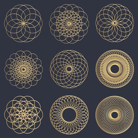 Diseños de círculos geométricos de oro Vector Gratis
