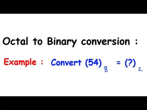 Octal To Binary Conversion Example YouTube