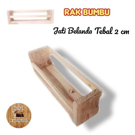 Rak Kayu Bumbu Dapur Minimalis Tempel Dinding Tembok Murah Lazada