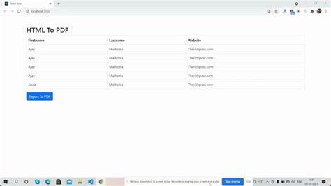 how to convert html into pdf in reactjs application youtube