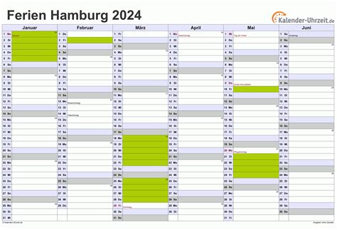 Ferien Hamburg Kalender