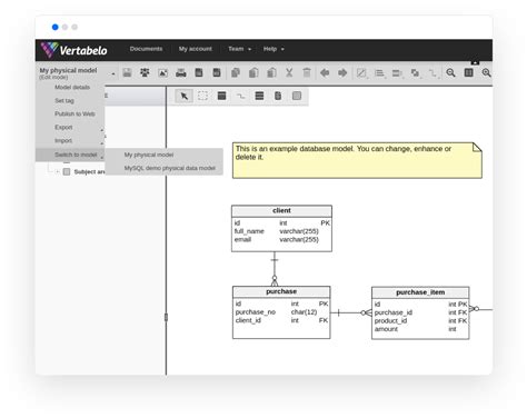 Features Vertabelo Database Modeler