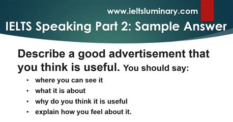 Describe A Good Advertisement That You Think Is Useful Cue Card Answer