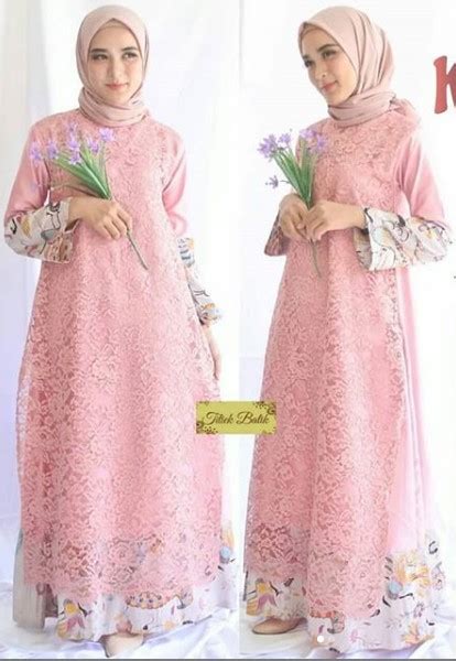 Kombinasi Satin Baju Gamis Pesta Brokat Model Gamis Brokat Seputar Model