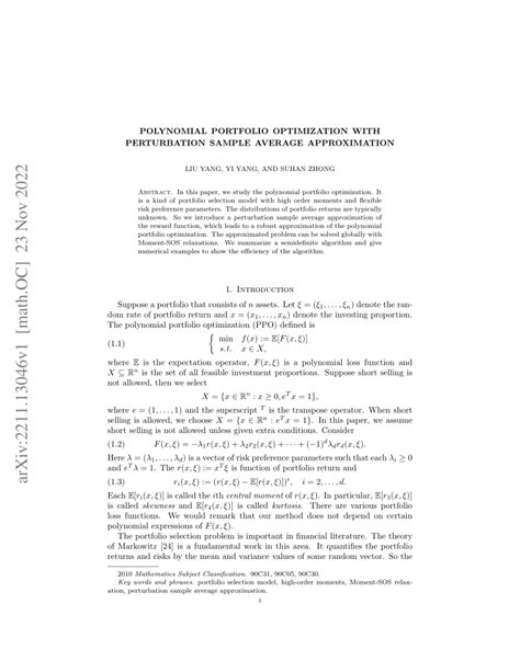 pdf polynomial portfolio optimization with perturbation sample average approximation