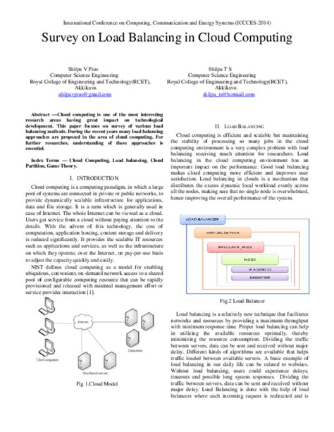 pdf survey on load balancing in cloud computing shilpa v pius