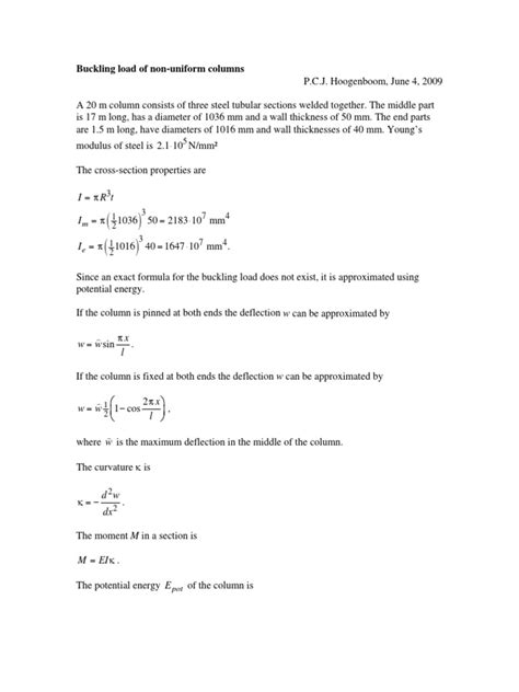 buckling load of non uniform columns i rt i i pdf buckling column