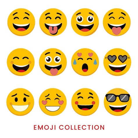 Premium Vector Big Set Of Emoticon Smile Icons Cartoon Emoji Set