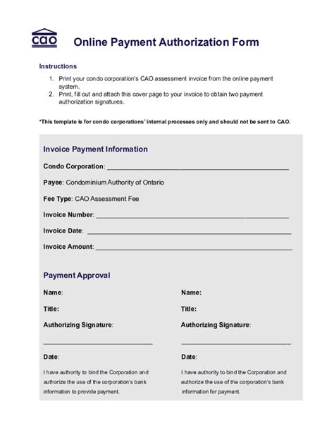 Fillable Online Online Payment Authorization Form Fax Email Print
