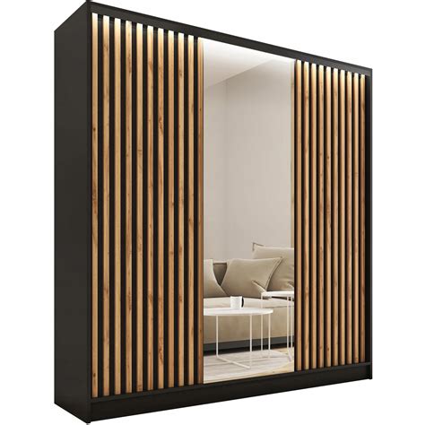 Szafa Przesuwna Z Lustrem Lamele 180cm LOFT Wotan BroMARKT