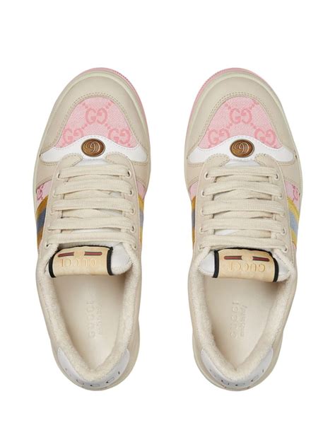 Gucci Screener Lace Up Sneakers Pink FARFETCH Gucci Leather